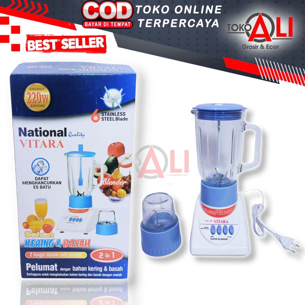 Jual BLENDER MURAH BLENDER NATIONAL VITARA 2 in 1 KACA 6 MATA PISAU ...