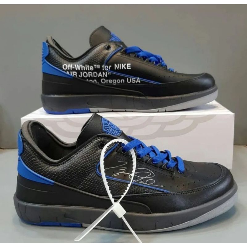Jual Sepatu Nike Jordan 2 Retro Low - Black Deep Royal Blue | Shopee ...