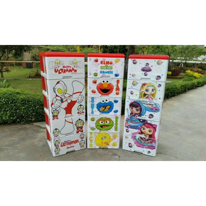 Jual AKAKO - Lemari Laci Anak Plastik Motif Cartoon Susun 4 & 5 Akako ...