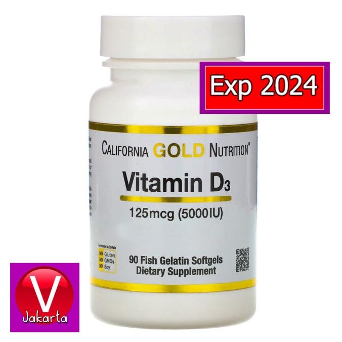 Jual California Gold Nutrition Vitamin D3 5000 IU 90 Fish Gelatin ...