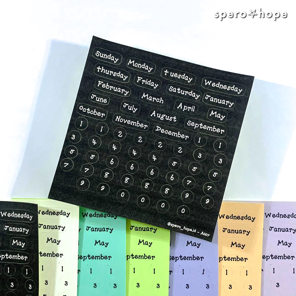 Jual SPEROHOPE - #A001-A007 Isi 7 Pcs Cute Stiker Day Months Number ...
