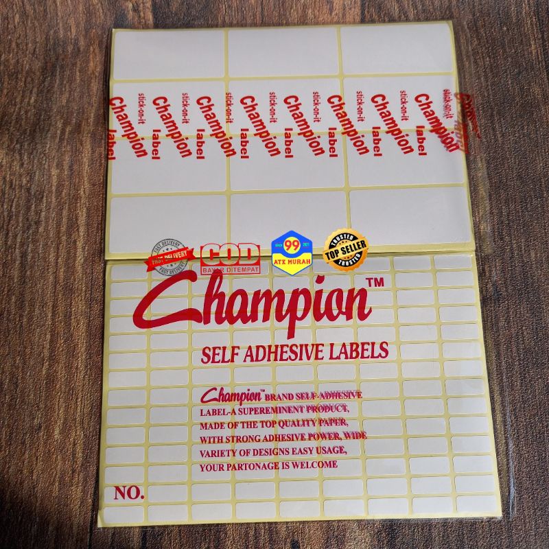 Jual LABEL CHAMPION/LABEL Harga 112/LABEL Undangan 103/Self Adhesive ...