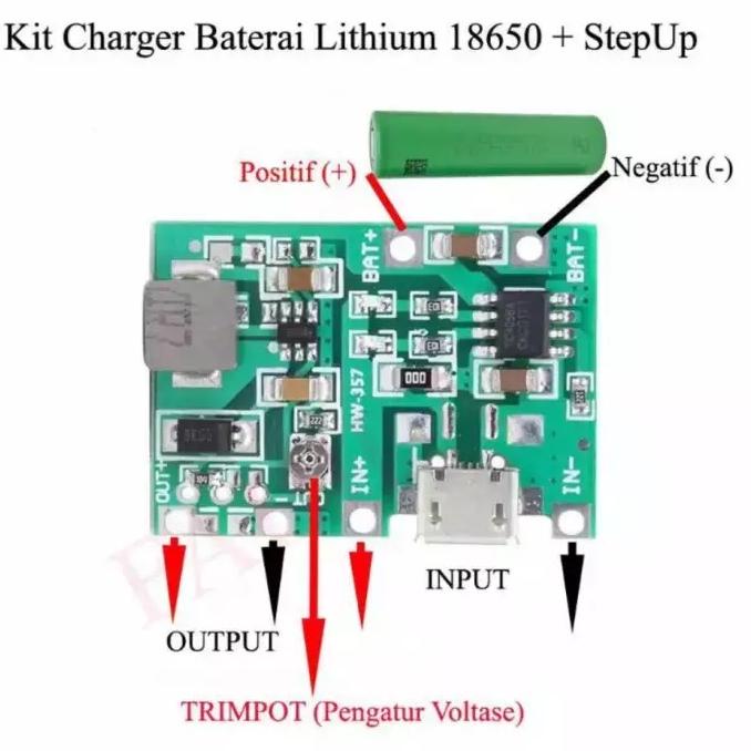 Jual Modul Charger Baterai Lithium 18650 Plus Stepup Dc –AE.11Au22c ...