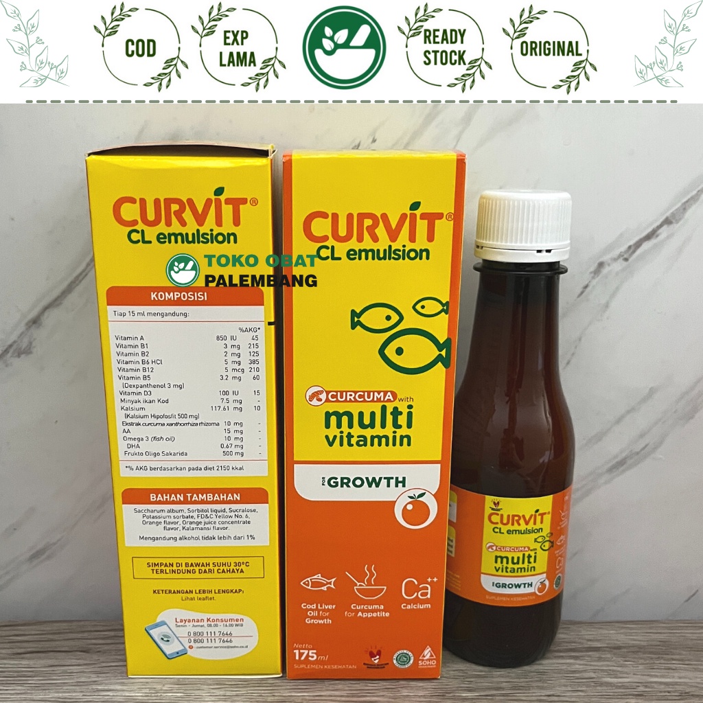 Jual CURVIT CL EMULSION 175ML MULTIVITAMIN ANAK CURVIT SIRUP RASA JERUK ...