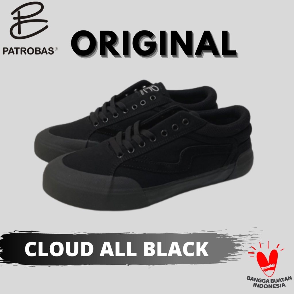 Jual Sepatu Patrobas Cloud Low All Black Original | Sneakers Casual Sekolah Pria Wanita Hitam ...