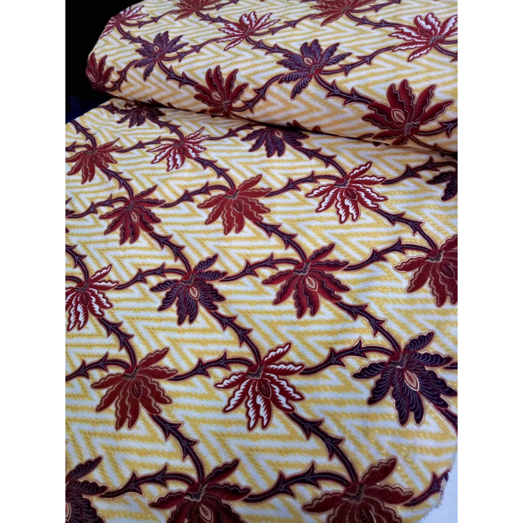 Jual Bahan Batik Prada motif Bunga Wijaya Kusuma / Kain Batik meteran ...