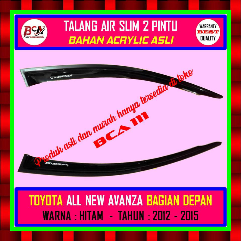 Jual TALANG AIR (DEPAN) TOYOTA ALL NEW AVANZA 2012-2015 - MODEL SLIM - HITAM - MERK ABSOLUTE ...