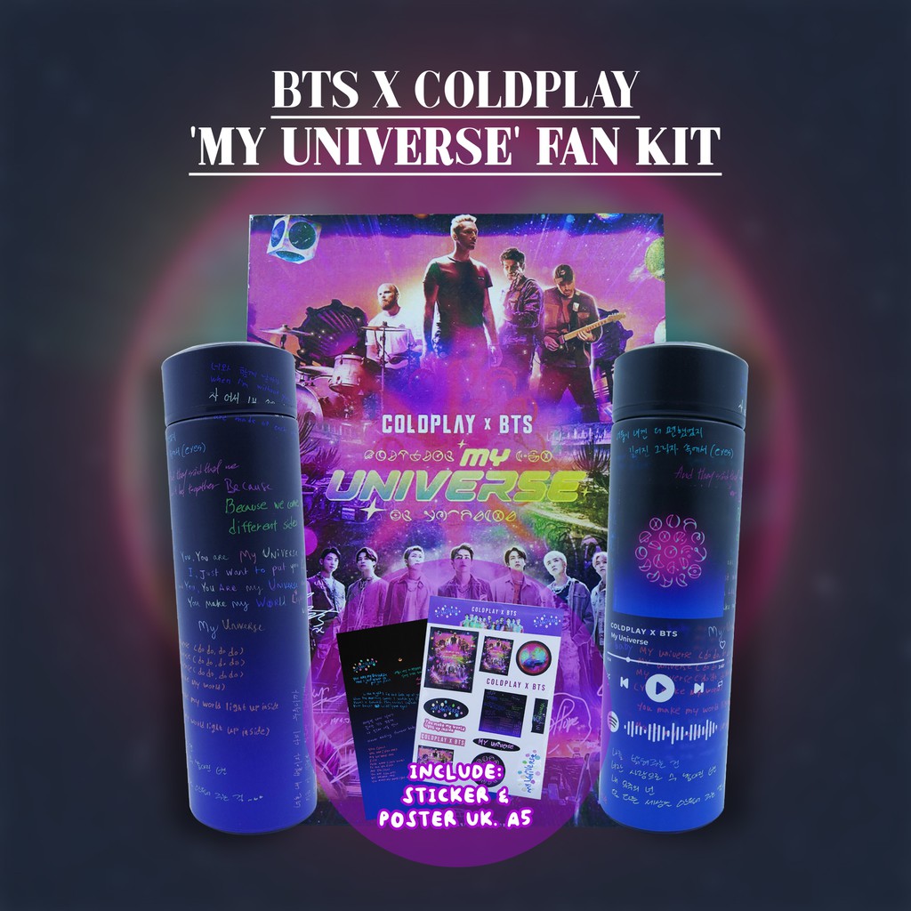 Jual BTS X COLDPLAY MY UNIVERSE TUMBLER SAKURA BTS POSTER BTS FAN KIT ...