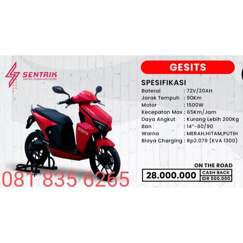 Jual Sepeda Motor Listrik Gesits / Electric Motorbike / Gesits / Skuter ...