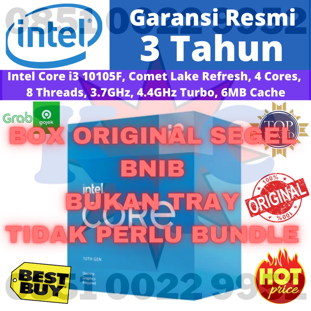 Jual Processor Intel Core i3-10105F 3.7Ghz Up To 4.4Ghz 6MB Cache [BOX] LGA 1200 | Shopee Indonesia