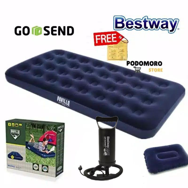 Jual BESTWAY 67000 KASUR ANGIN SINGLE PLUS POMPA TABUNG | Shopee Indonesia
