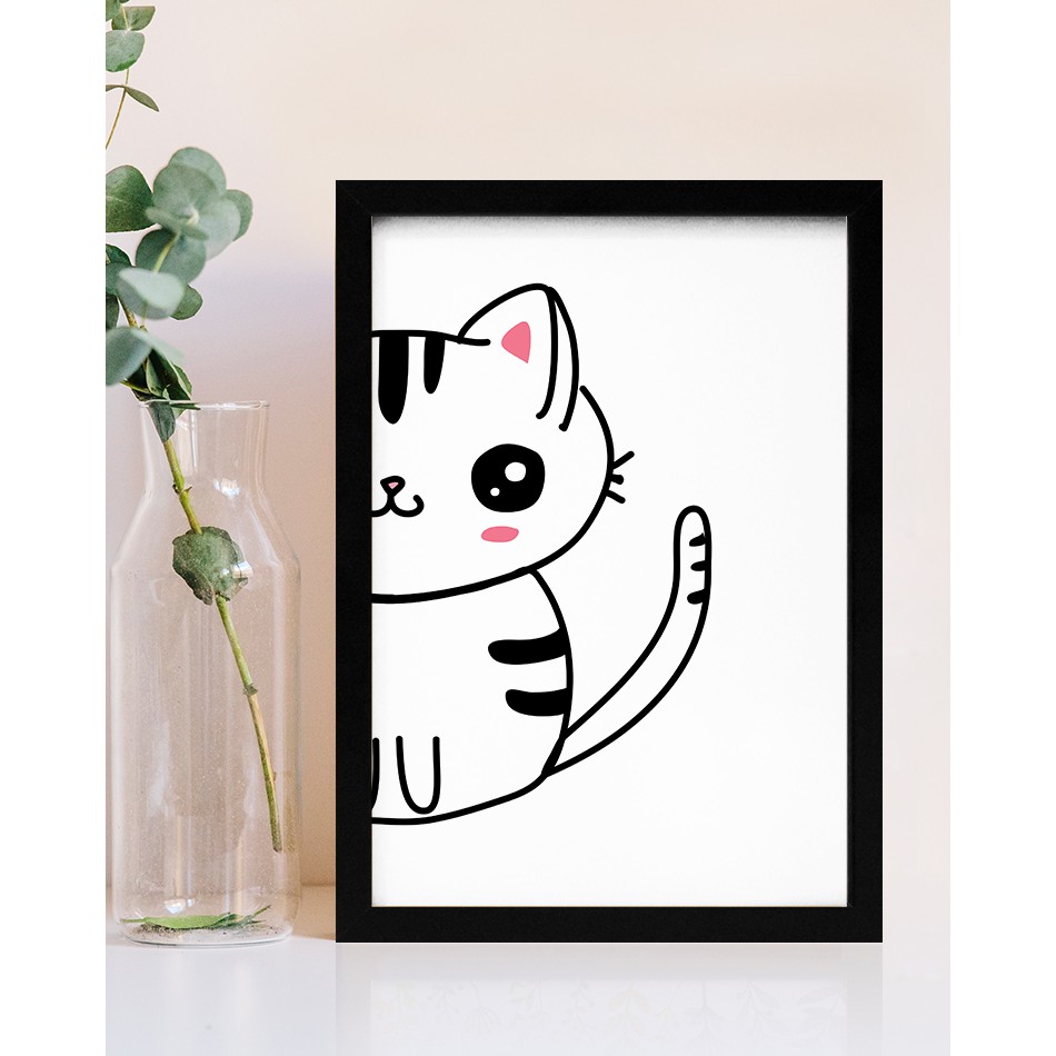 Jual Wall Decor Frame Bingkai Fiber Poster Cute Cat Kucing | Shopee ...