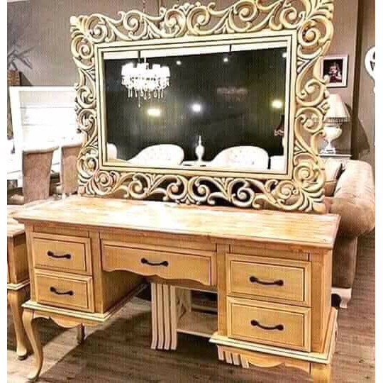 Jual Meja Rias Cat White Duko + Cermin Dinding Mewah | Shopee Indonesia