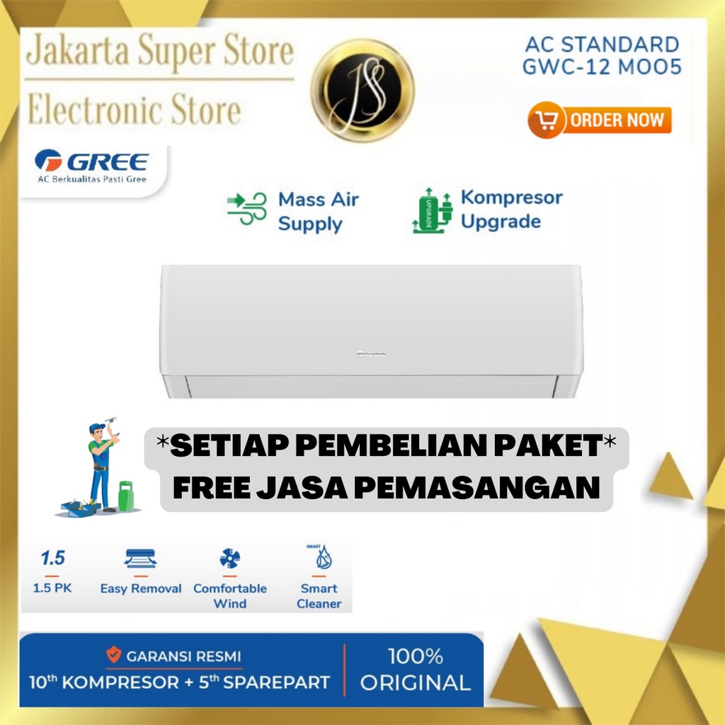 Jual GREE AC 1.5 PK 1 1/2 PK 12MOO5 STANDART LOW WATT UNIT ONLY ...