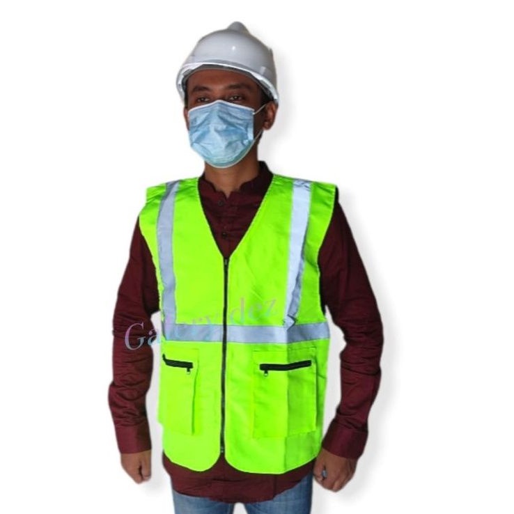 Jual Rompi proyek parkir kerja lapangan k3 pria wanita hijau stabilo ...