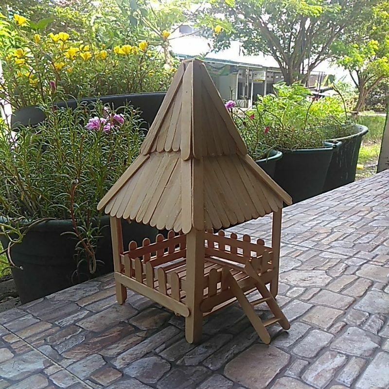 Jual Miniatur Rumah Adat Jawa Joglo Dari Stik Es Krim Shopee Indonesia