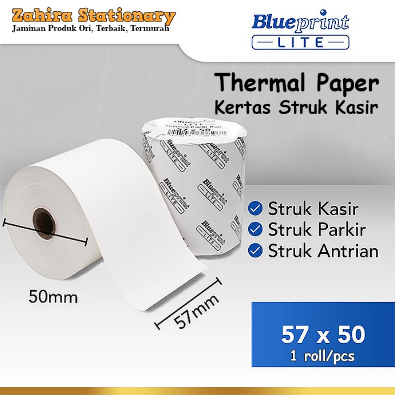 Jual Thermal Paper 57x50 Kertas Thermal Struk Kasir 57 x 50 Blueprint ...
