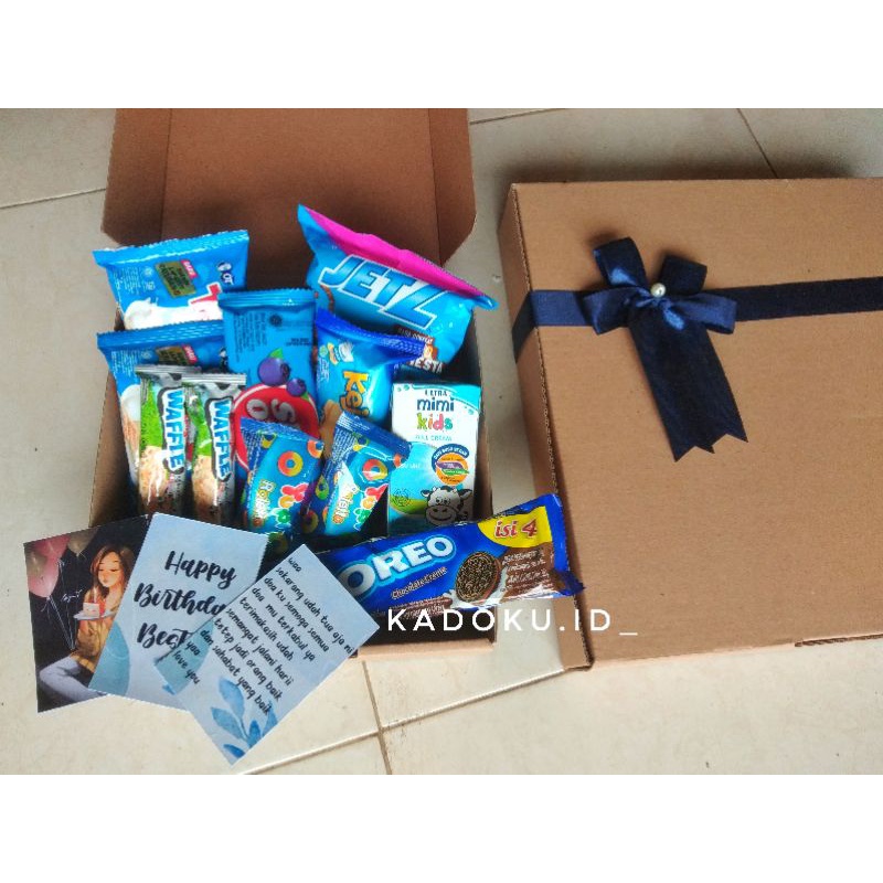 Jual snack box biru / snack box murah / kado / kado ulang tahun / kado ...