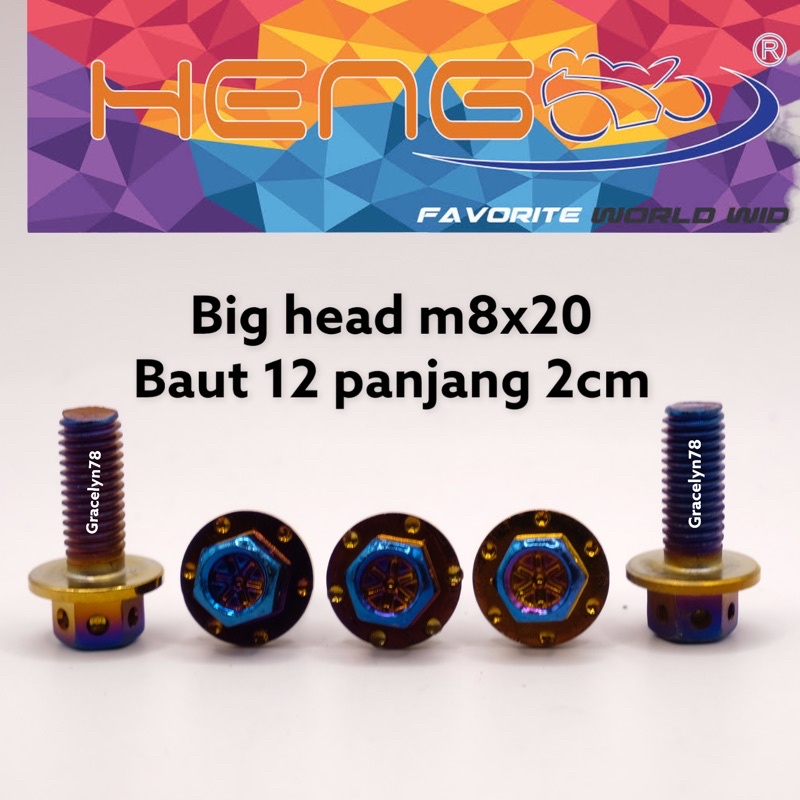 Jual baut probolt BIG HEAD flower HENG m8x20 8x20 2tone twotone baut 12 panjang 2cm | Shopee ...