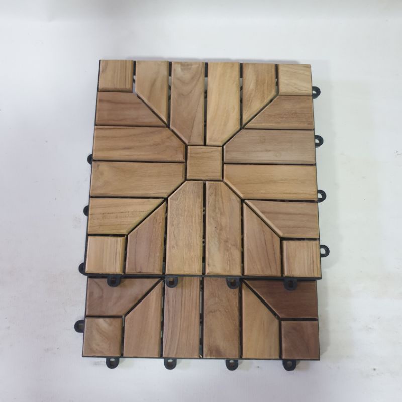 Jual Decking tile Flooring / Parket kayu jati motif bunga | Shopee ...