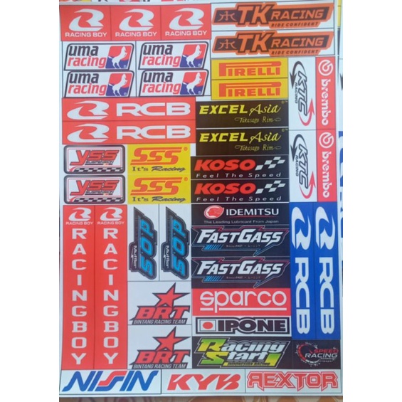 Jual Stiker Sponsor Racing Lembaran isi 44 Ukuran 25x35 cm | Shopee ...