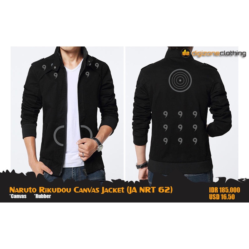 Jual Jaket Anime Naruto Rikudo Semi Cosplay Canvas Hitam JA NRT 62 ...