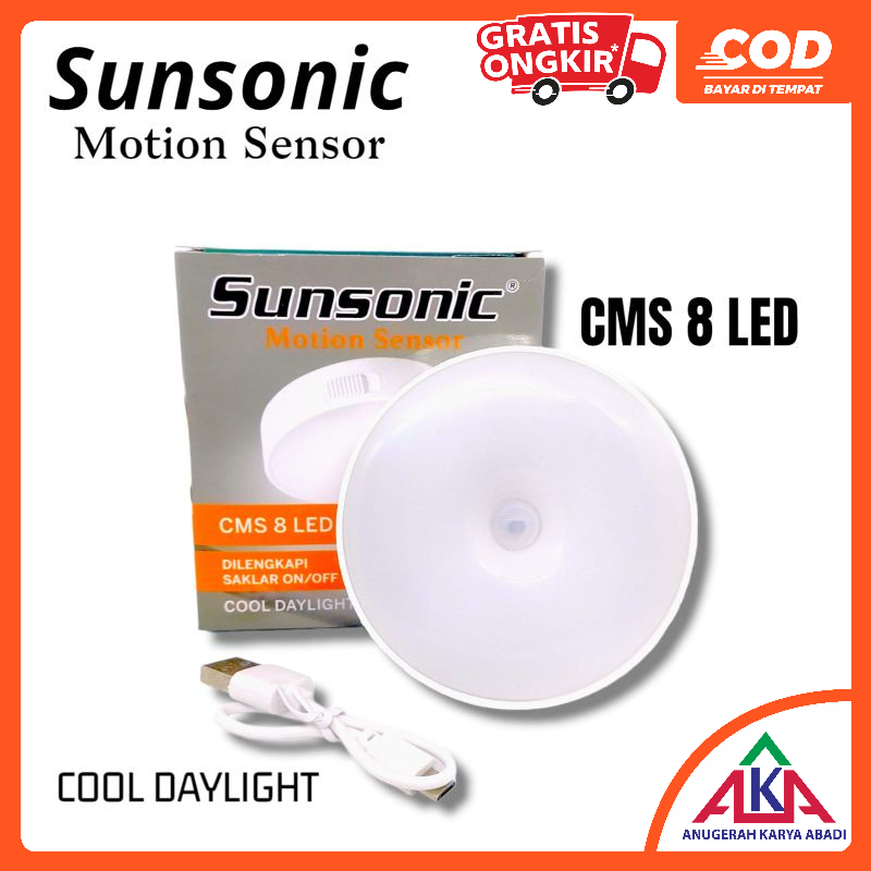Jual Sunsonic Lampu Sensor Motion ada Saklar On Off CMS 8 LED | Shopee ...