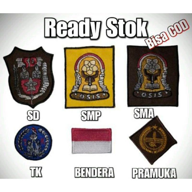 Jual Logo bordir kantong SD SMP SMA PRAMUKA,ATRIBUT SEKOLAH | Shopee ...