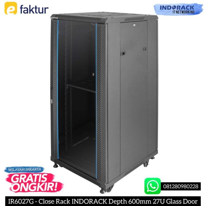 Jual Close Rack Indorack Glass Door Rak Server 27U Depth 600Mm Ir6027G ...