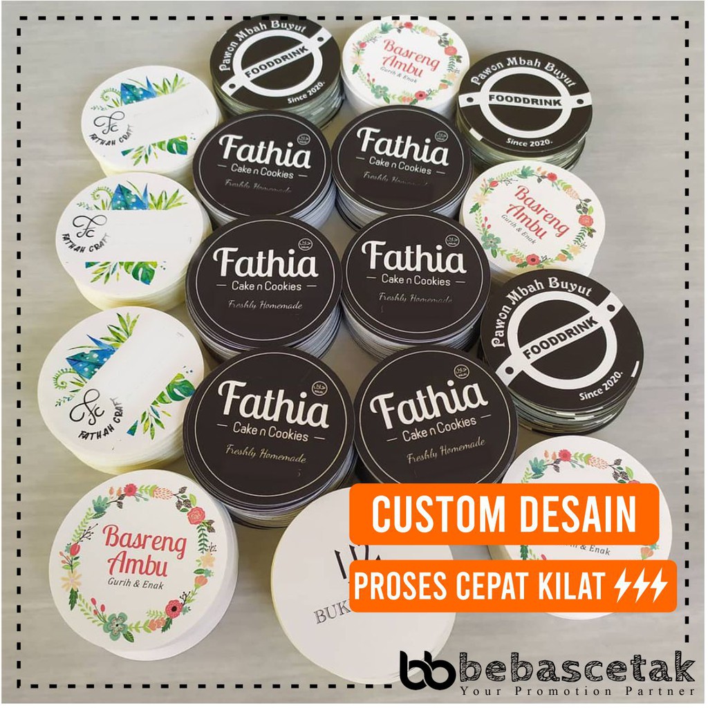 Jual CETAK STIKER KUE CUSTOM MURAH LABEL TOKO PRODUK MAKANAN MINUMAN ...