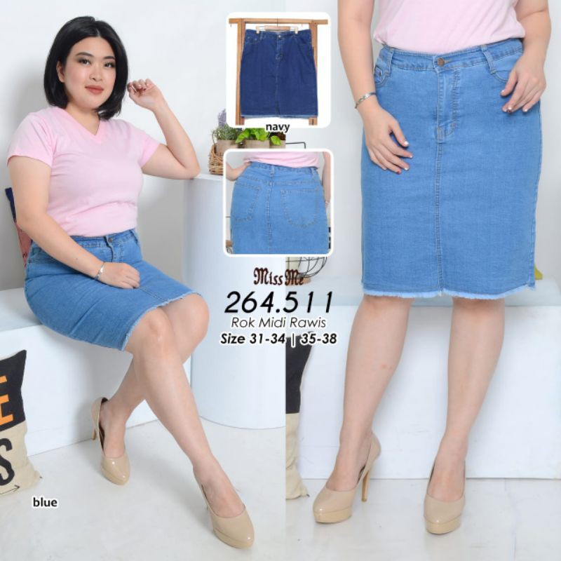 Jual NEW & READY. ROK JEANS WANITA BIRU RAWIS 264511 JUMBO 31-38 Soft ...