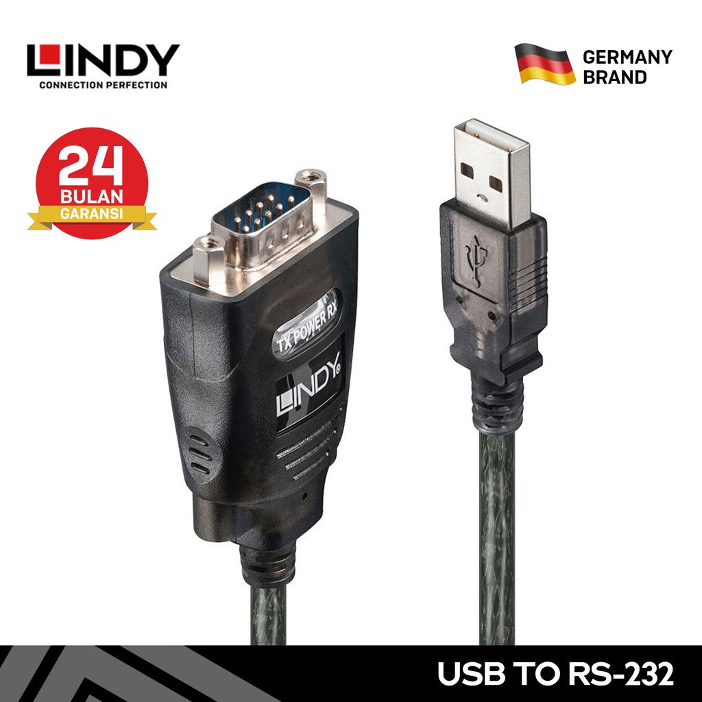 Jual LINDY 1M Kabel USB to RS-232 Serial Converter COM Retention Cable ...