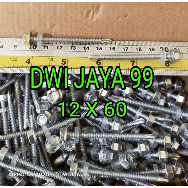 Jual 100 pcs sds drilling 12x60 baut roofing rooftop asbes skrup ...