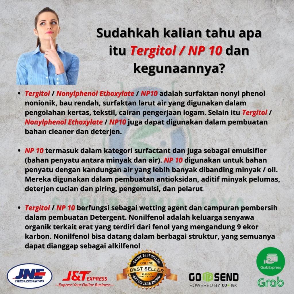 Jual NP 10 / Tergitol / Nonylphenol Ethoxylate 500 ml | Shopee Indonesia