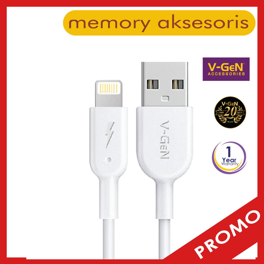 Jual Kabel Data Lightning V-GeN CL3-01 Kabel iPhone 2.4A VGEN USB 3 ...