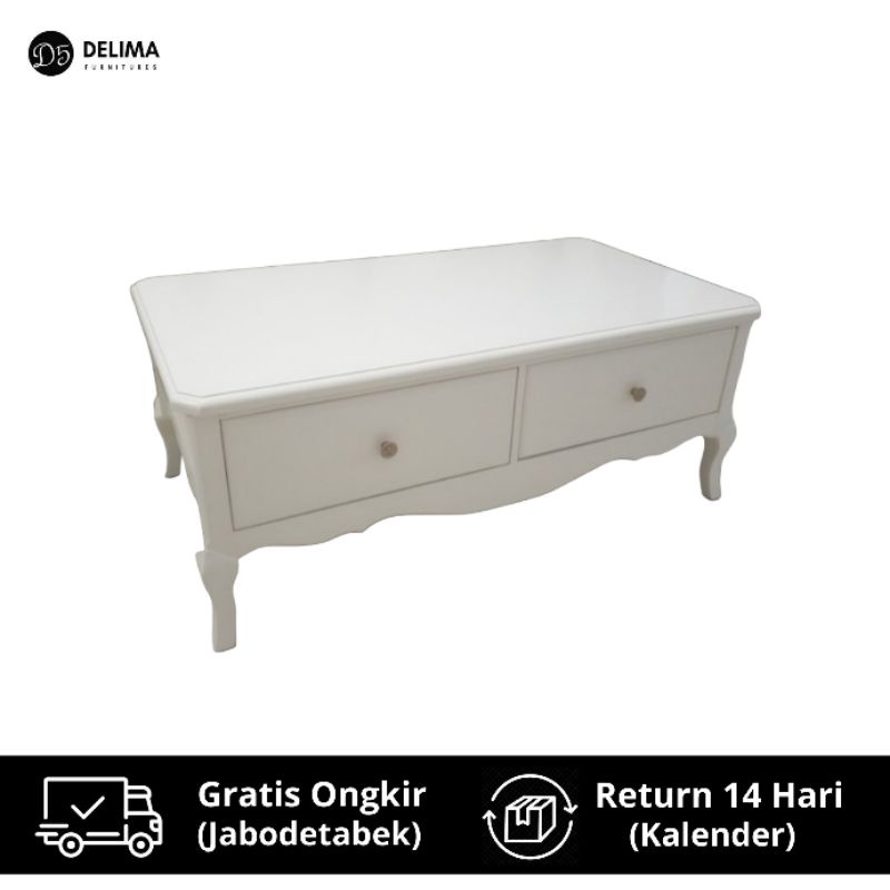 Jual Coffee Table Meja Tamu Classic Modern 120cm - White | Shopee Indonesia