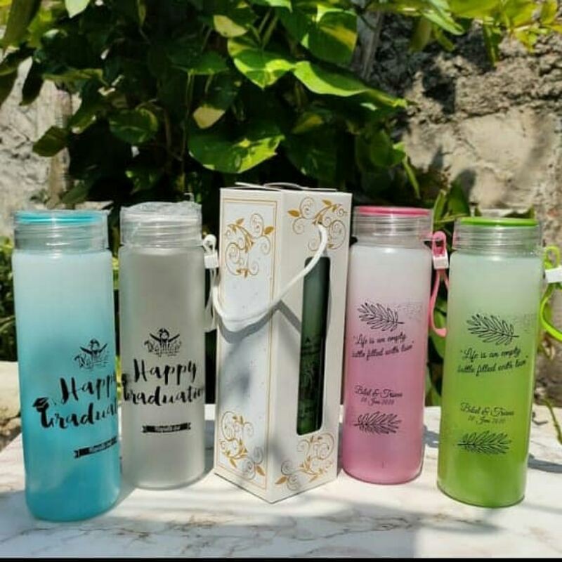 Jual souvenir tumbler doff warna sablon botol minum kaca | Shopee Indonesia