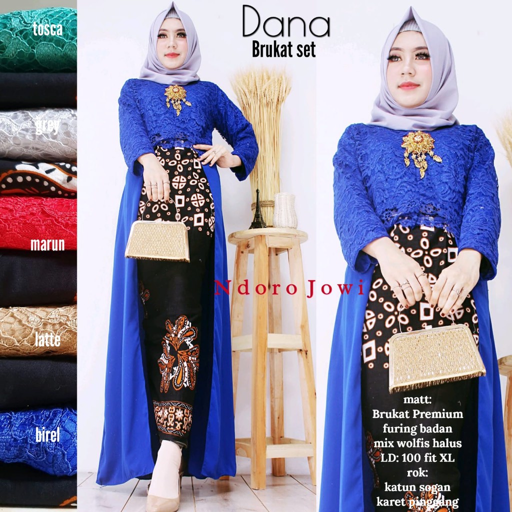 Jual Zola_Batik Batik RnB Brokat Batik Dana Brokat Set - 2726 | Shopee ...