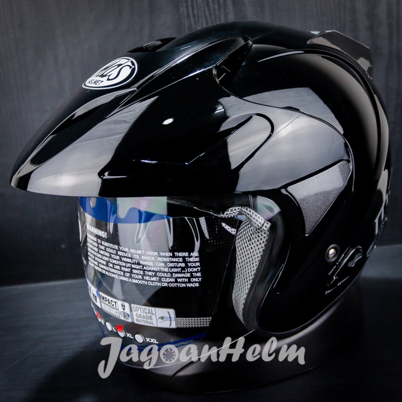 Jual MDS Helm PROTECTOR SOLID | BLACK GLOSSY | HalfFace | Shopee Indonesia