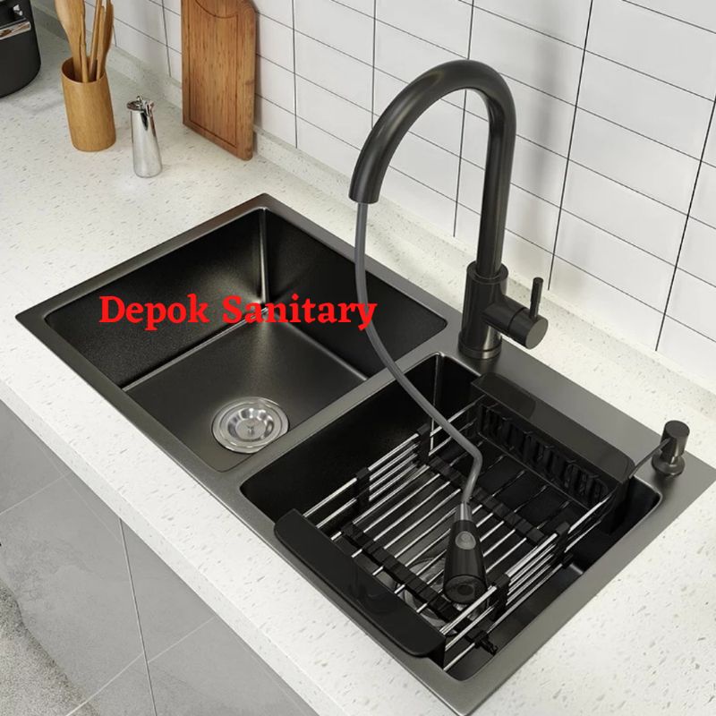 Jual sink bak cuci piring/ kitchen sink hitam black 8245- HM/ISAN/ONAN ...