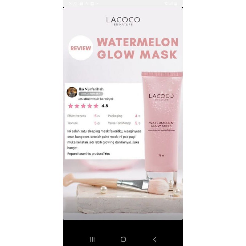 Jual LACOCO Watermelon glow mask sleeping mask | Shopee Indonesia