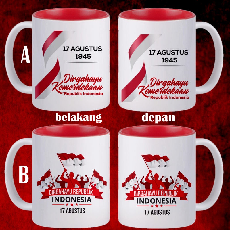 Jual Mug warna dalam merah 17 Agustus / Mug Merah Putih / Mug Merdeka ...