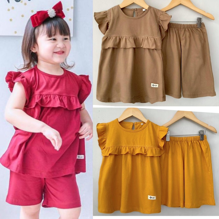 Jual Setelan Anak Perempuan Dailywear Baju Main Cewek Lucu Polos Size 1 ...