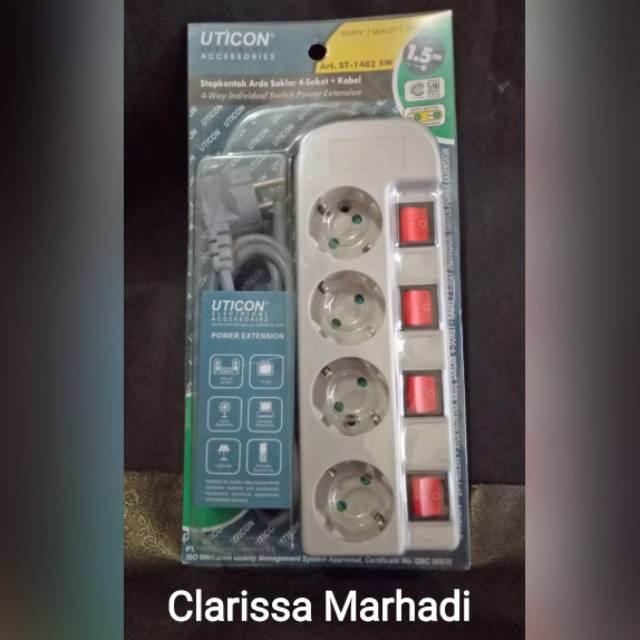Jual Stop Kontak 4 Lubang Uticon ST 1482 SW/ Colokan Listrik + Switch ...