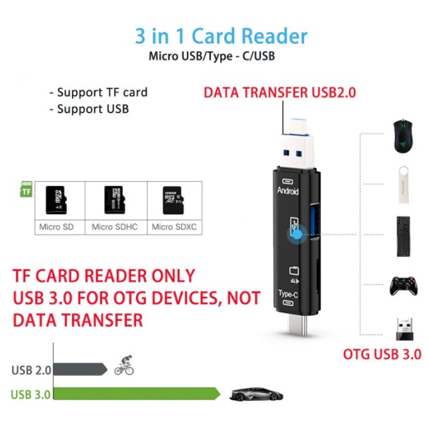 Jual OTG 5 in 1 USB 3.0 Type C USB Micro USB SD TF Memory Card Read ...