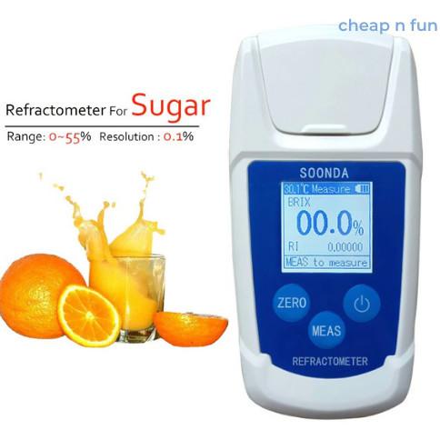 Jual Refractometer Sugar Brix Meter Digital 0-55% Ukur Konsentrasi Gula ...