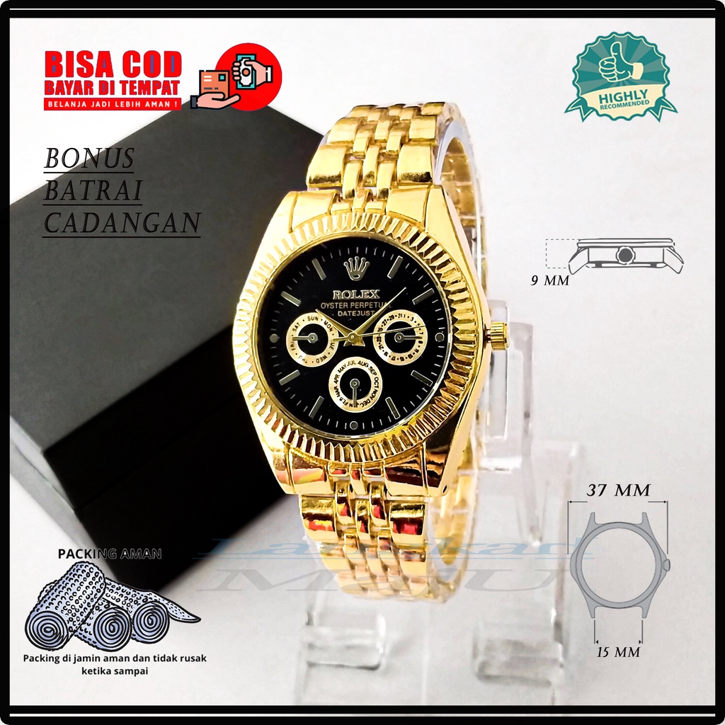 Jual Jam Tangan Pria dan Wanita Rantai Warna Emas Jam Casual Cewek ...