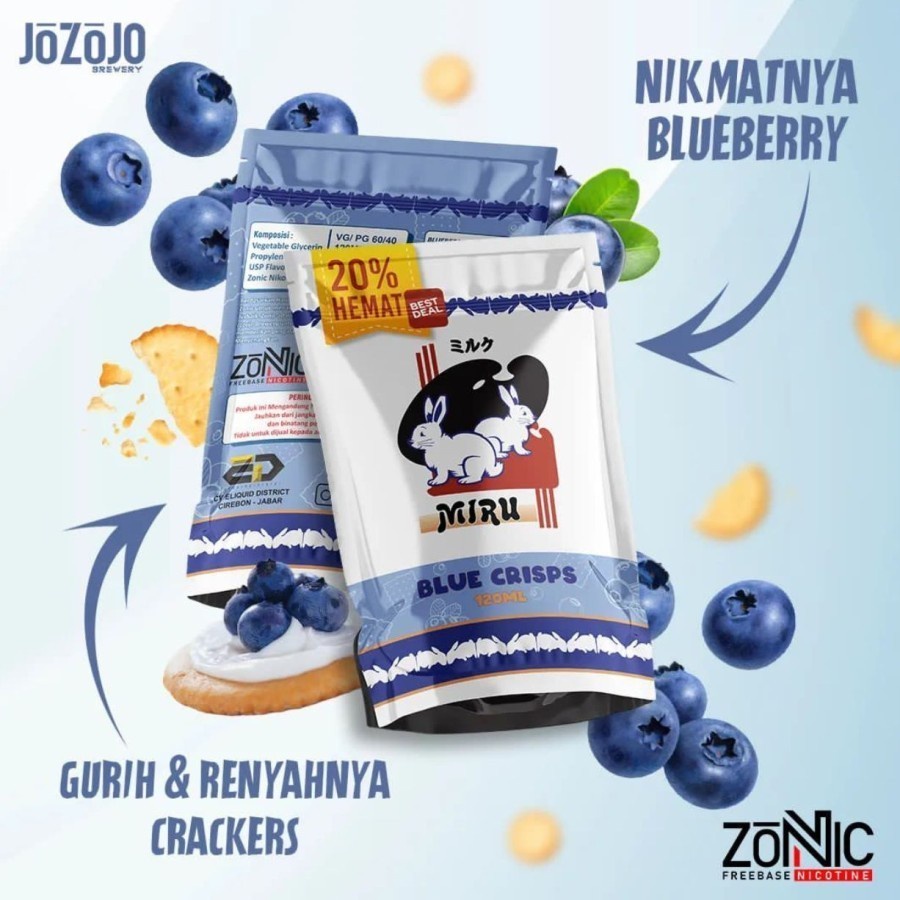 Jual FREEBASE LIQUID MIRU BLUE CRISPS 60ML AUTHENTIC BLUEBERRY JAM ...