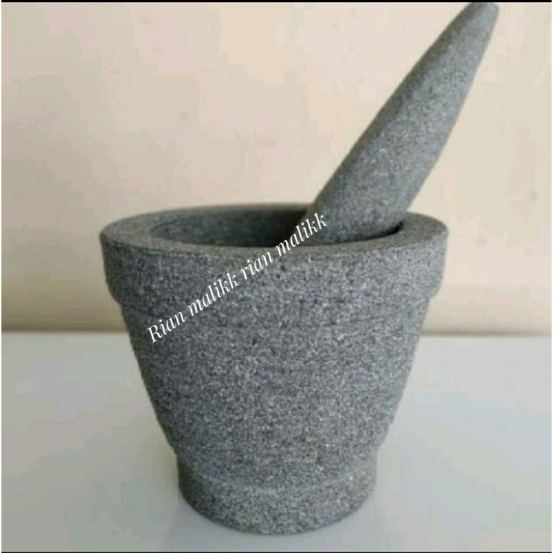 Jual lumpang batu asli bubut diameter 19-20 cm ples alu / anaknya ...