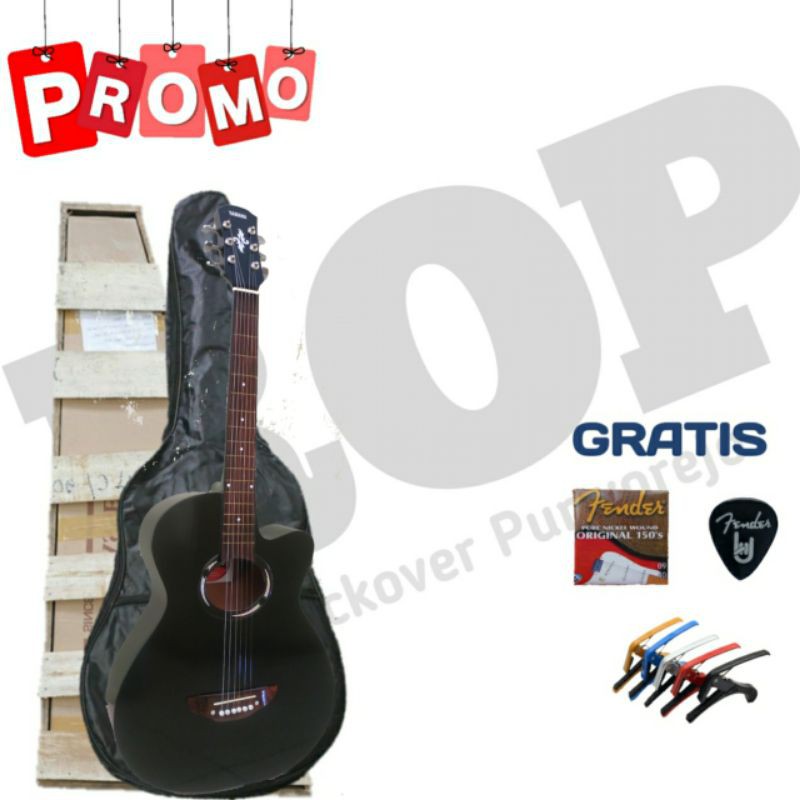 Jual Gitar Akustik Standar Yamaha Custom Black glossy (BONUS SOFTCASE ...